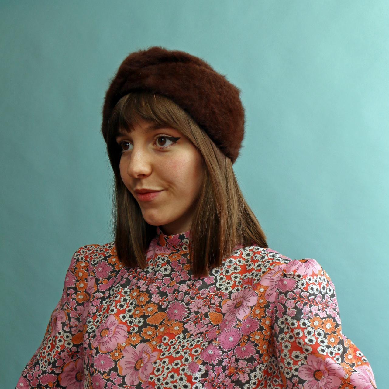 Brown fluffy beret Vintage classic brown fluffy... - Depop