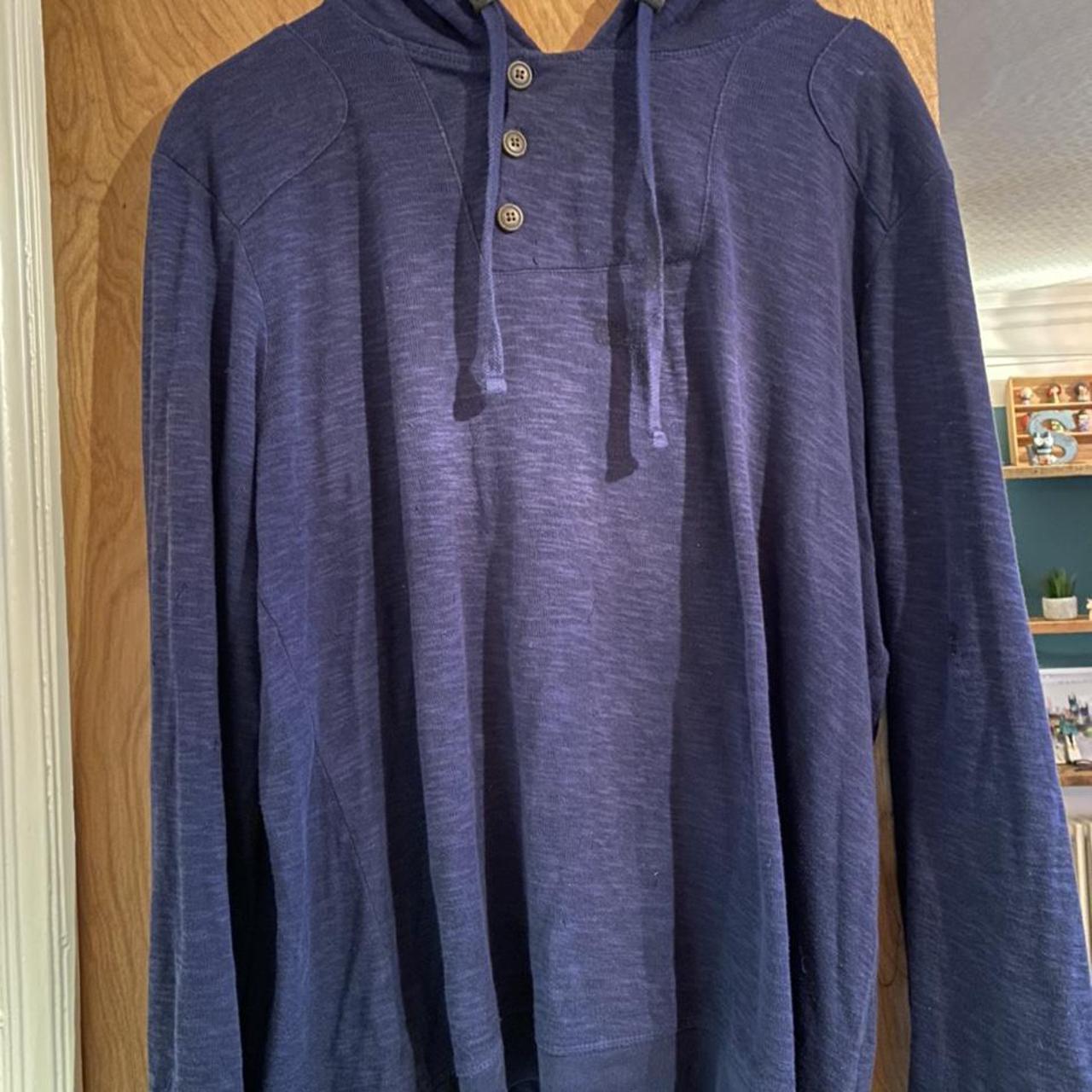 Blue buttoned hoodie. In very good condition #edc... - Depop