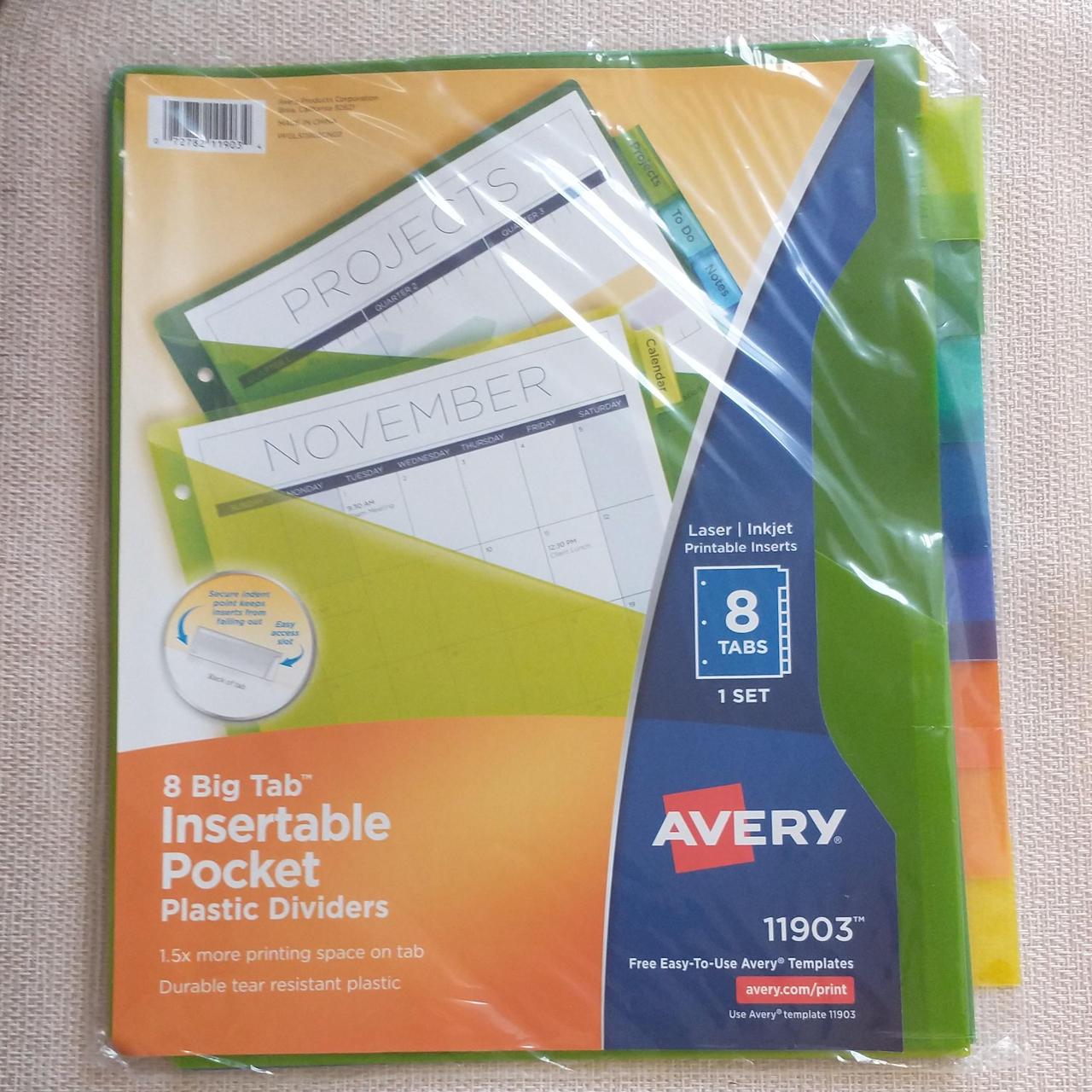 8 Big Tab Insertable Pocket Dividers. TWO... - Depop