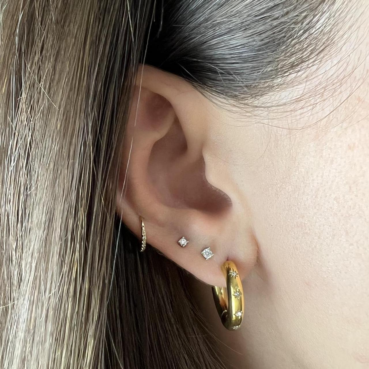 New! “Ellie” Gold Star Studded Click Hoop... - Depop
