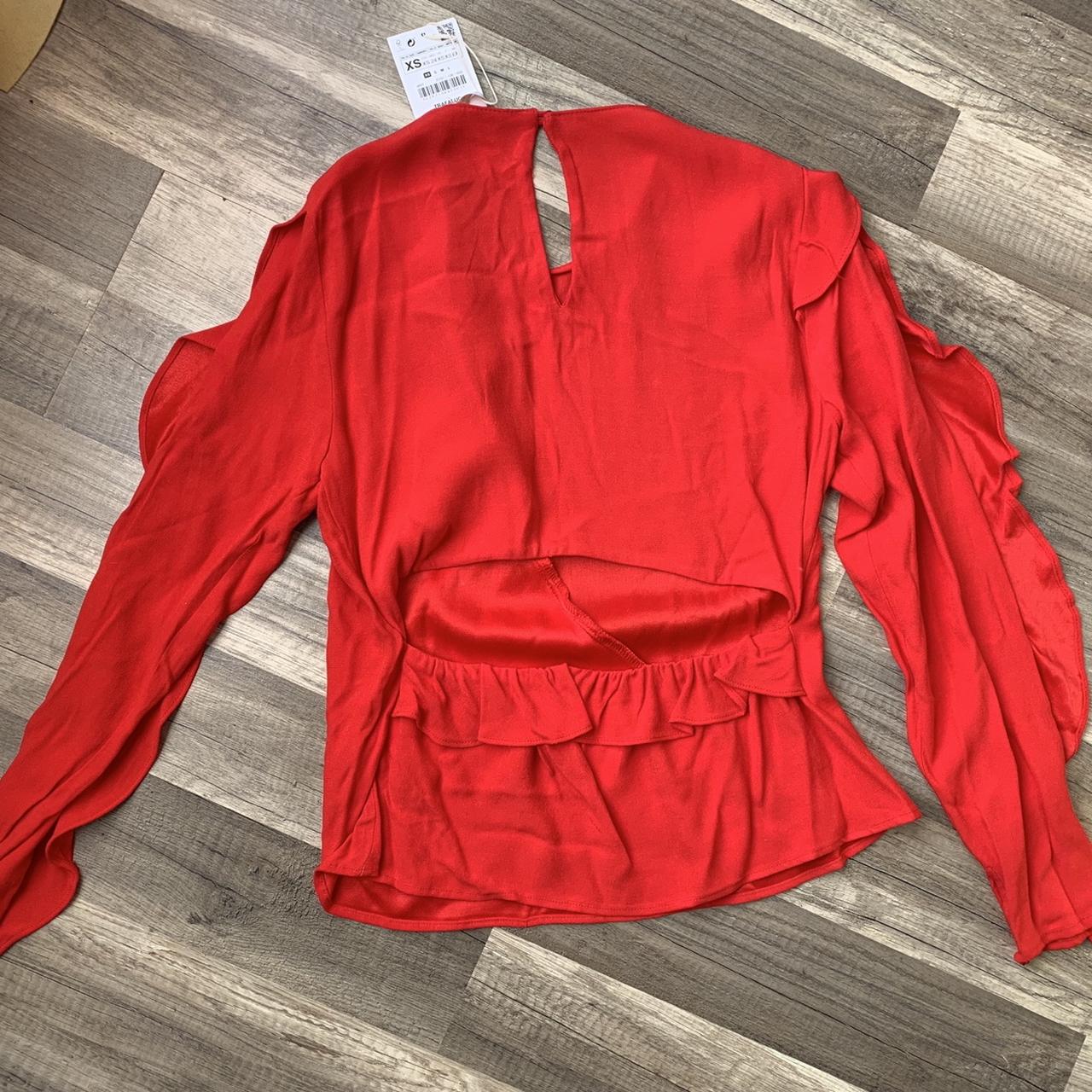 ZARA red ruffled top Size 6 Brand new with... - Depop