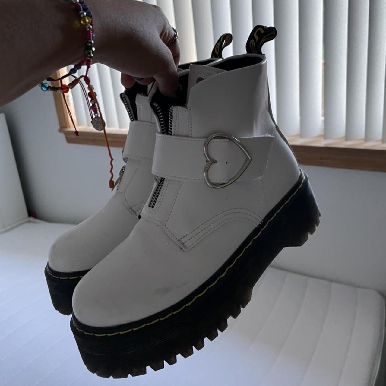 white platform booties - Depop