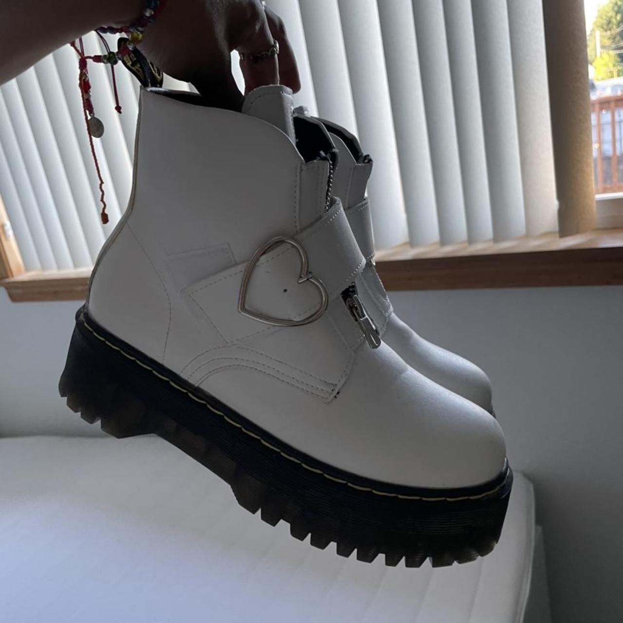 white platform booties - Depop