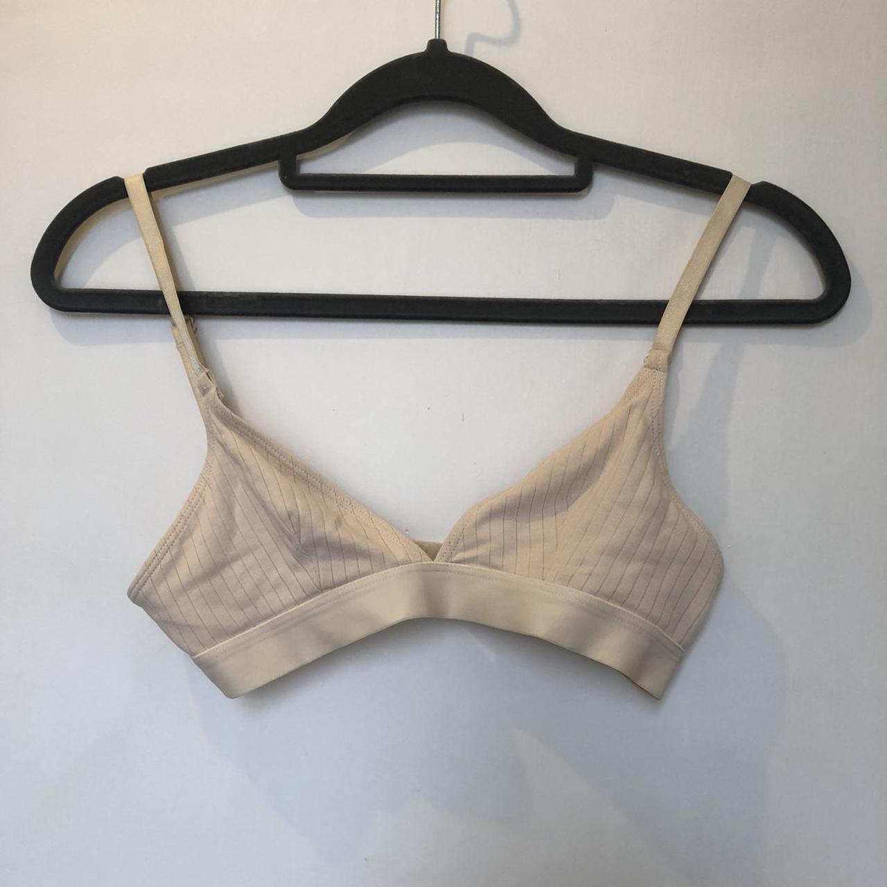 Monki Women's Cream and White Bra | Depop