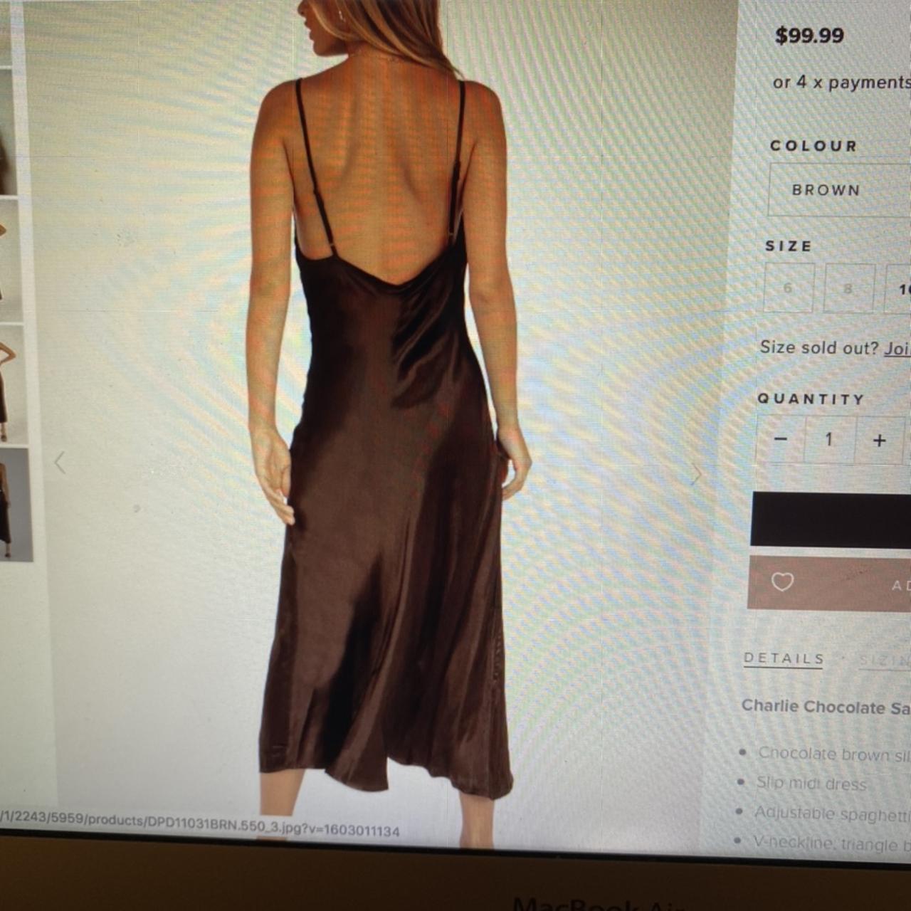 DISSH brown slip dress button up very flattering!... - Depop