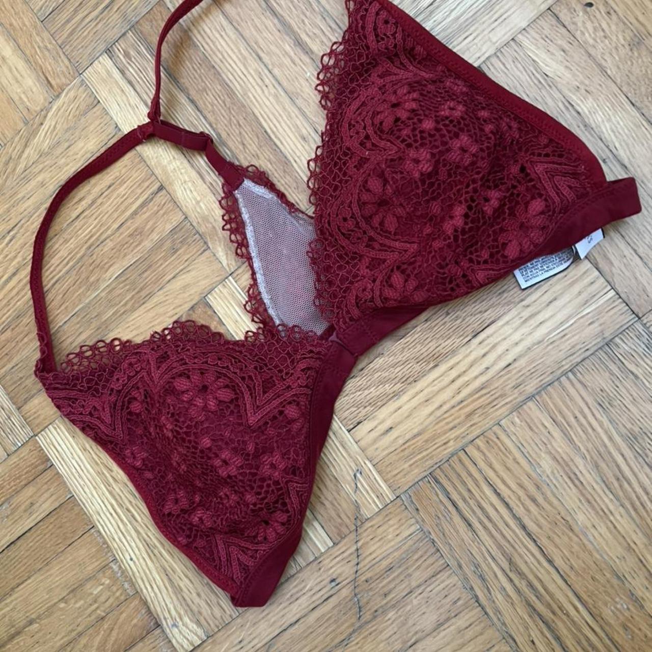 Victoria secret red lace bra bralette Front... - Depop
