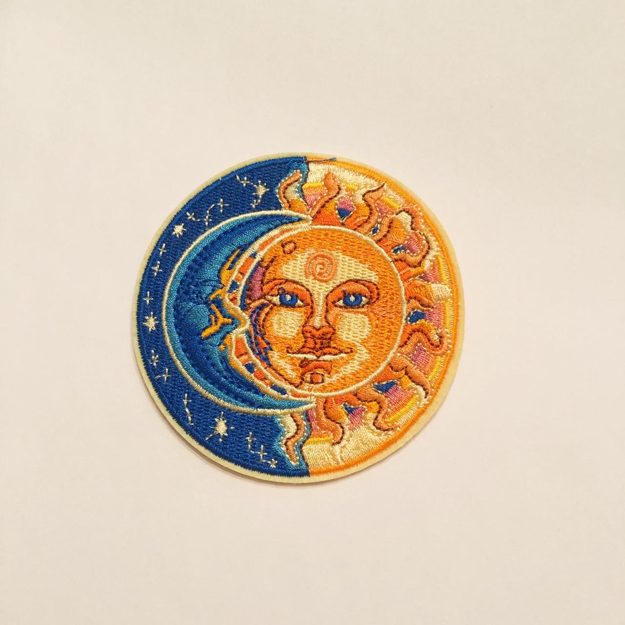 Iron on patch:Sun&Moon boho Measurement:W*H 9cm*9cm - Depop