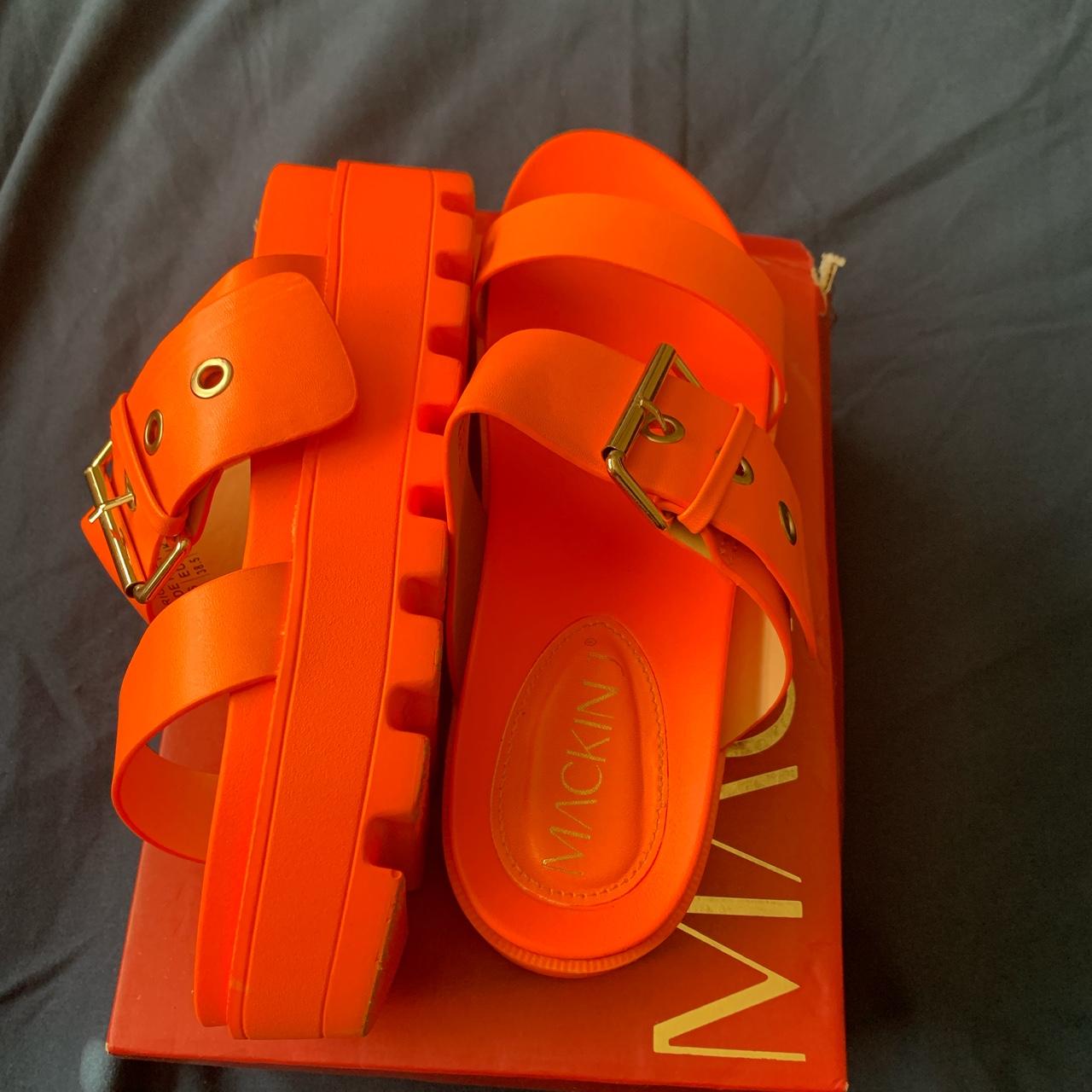 Platform neon orange slides - Depop