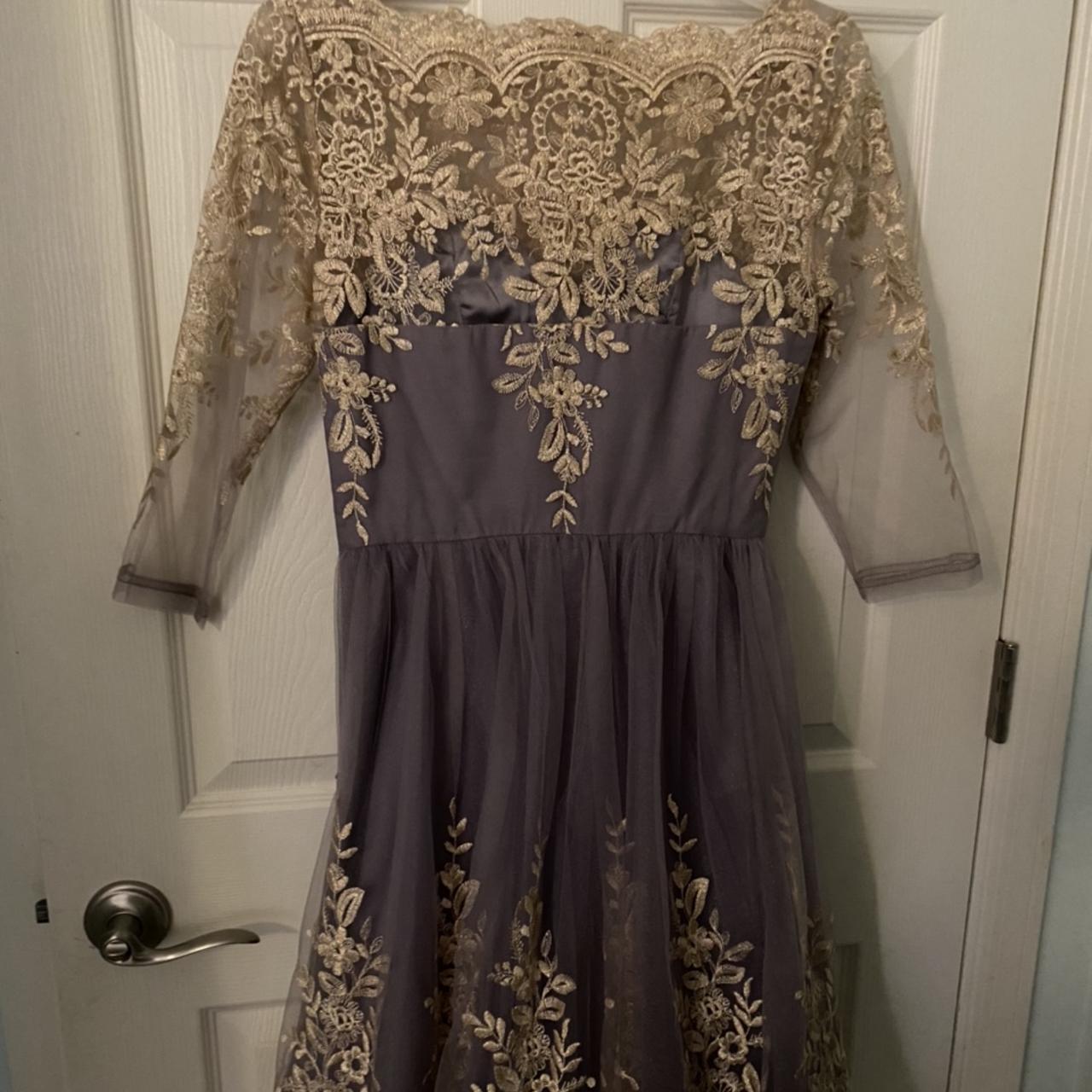 Elegant lavender cream lace dress. Comes past the... - Depop