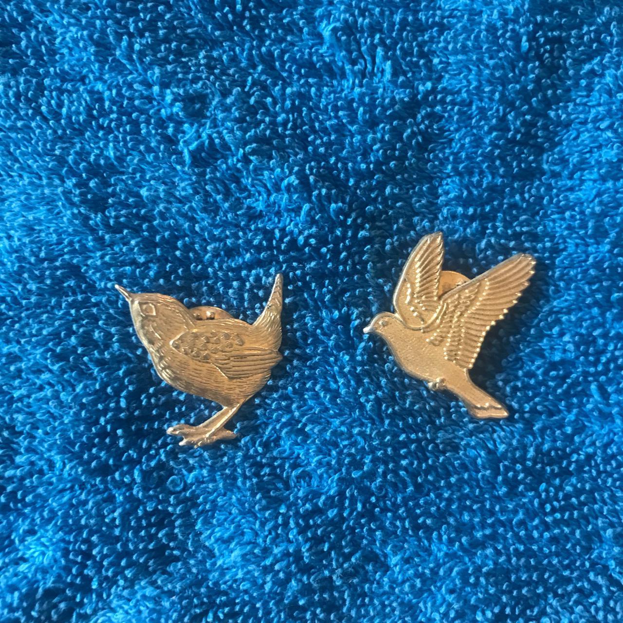 Gold flying bird pins. A pair. Brooch fastened at at... - Depop