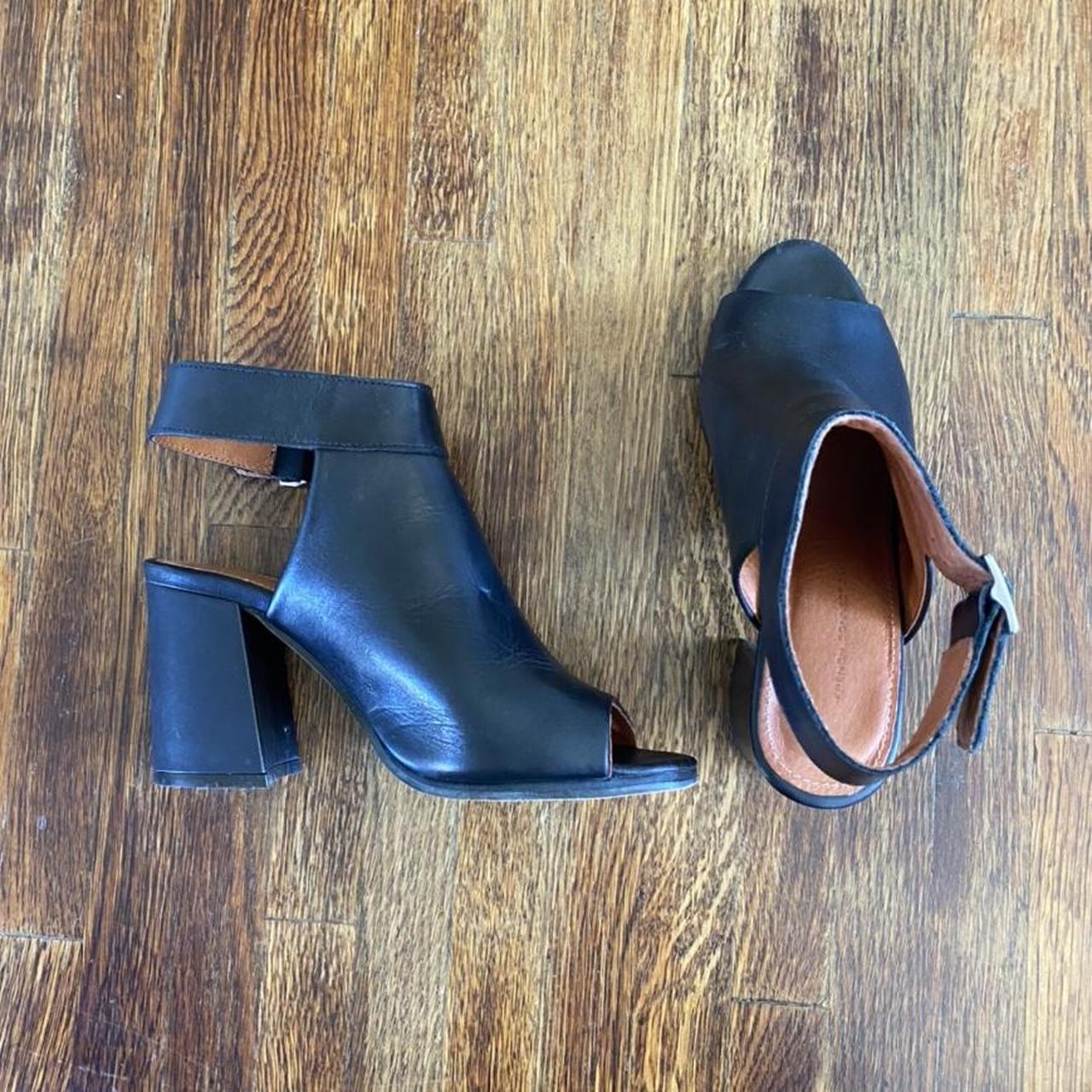 Super cute peep toe, open heel booties from french... - Depop