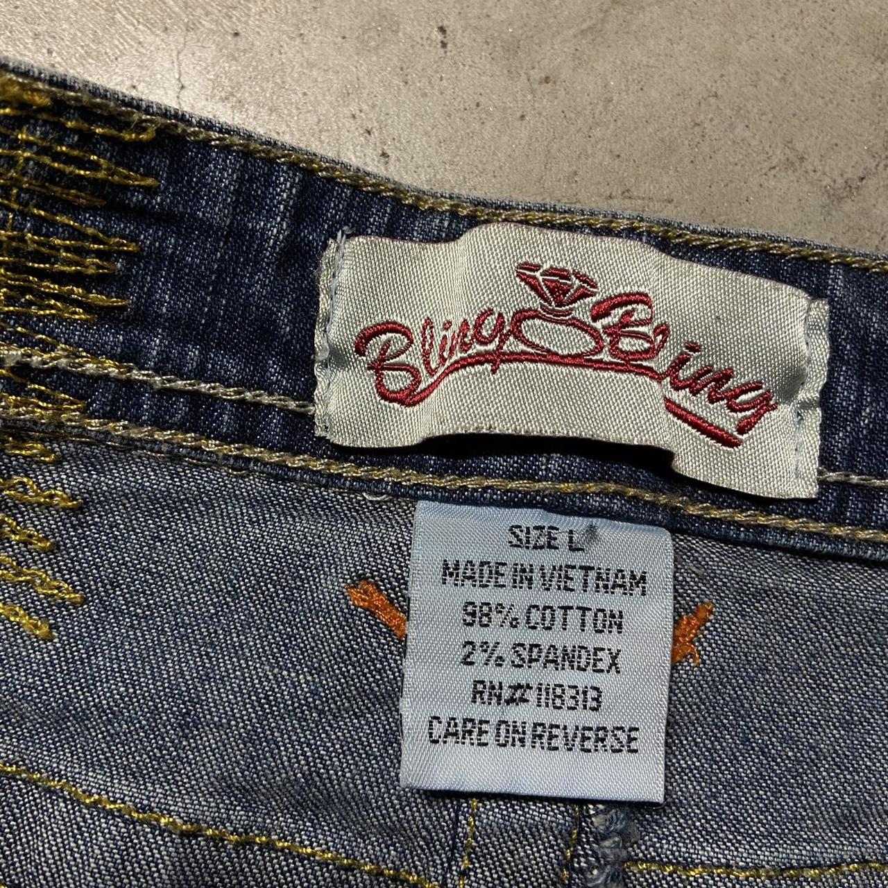 Y2k playboy denim rhinestone mini skirt Few... - Depop