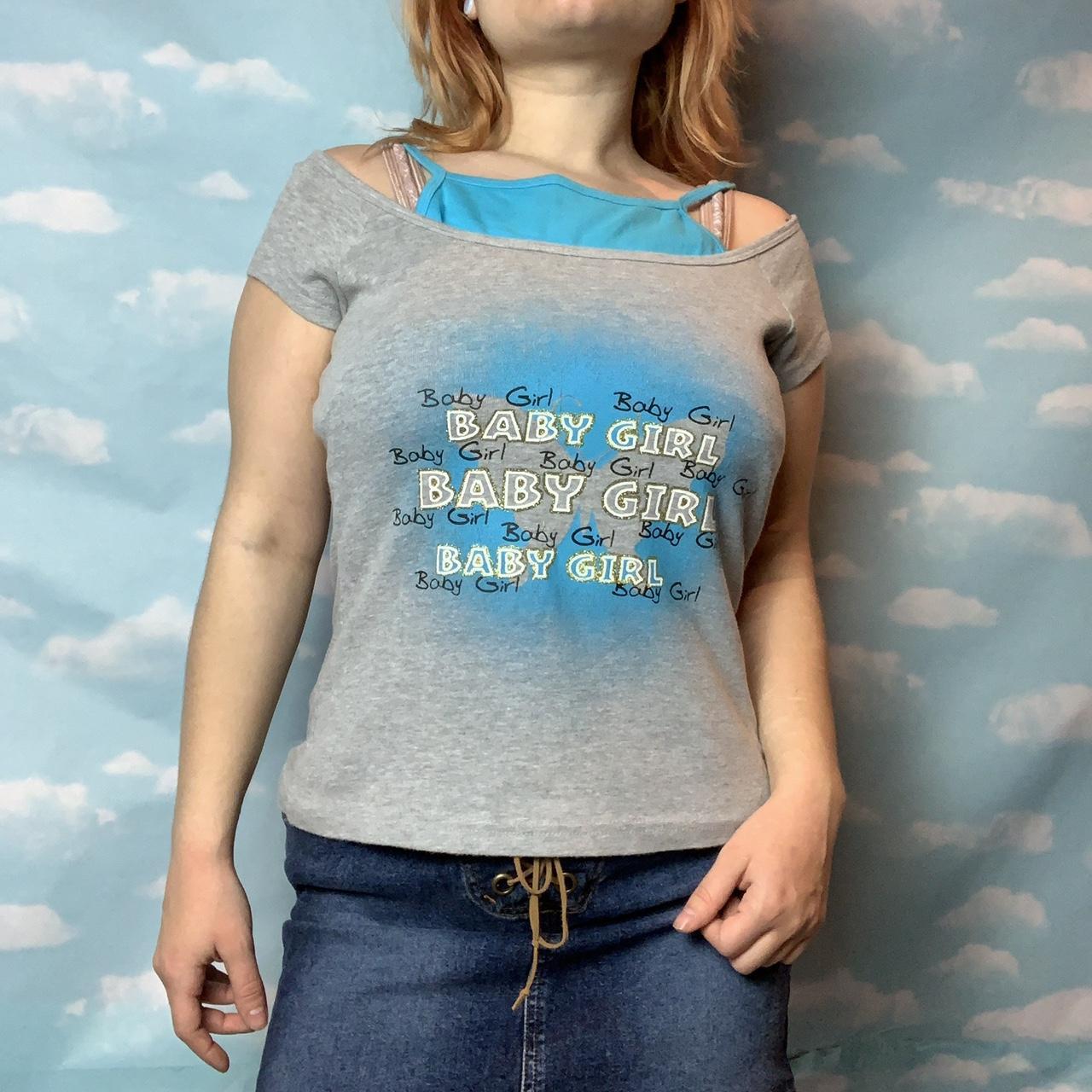Adorable early 2000s Baby Girl tee with an attached... - Depop