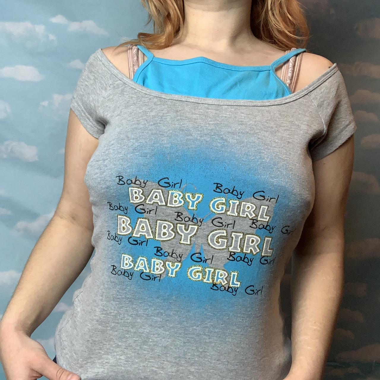 Adorable early 2000s Baby Girl tee with an attached... - Depop