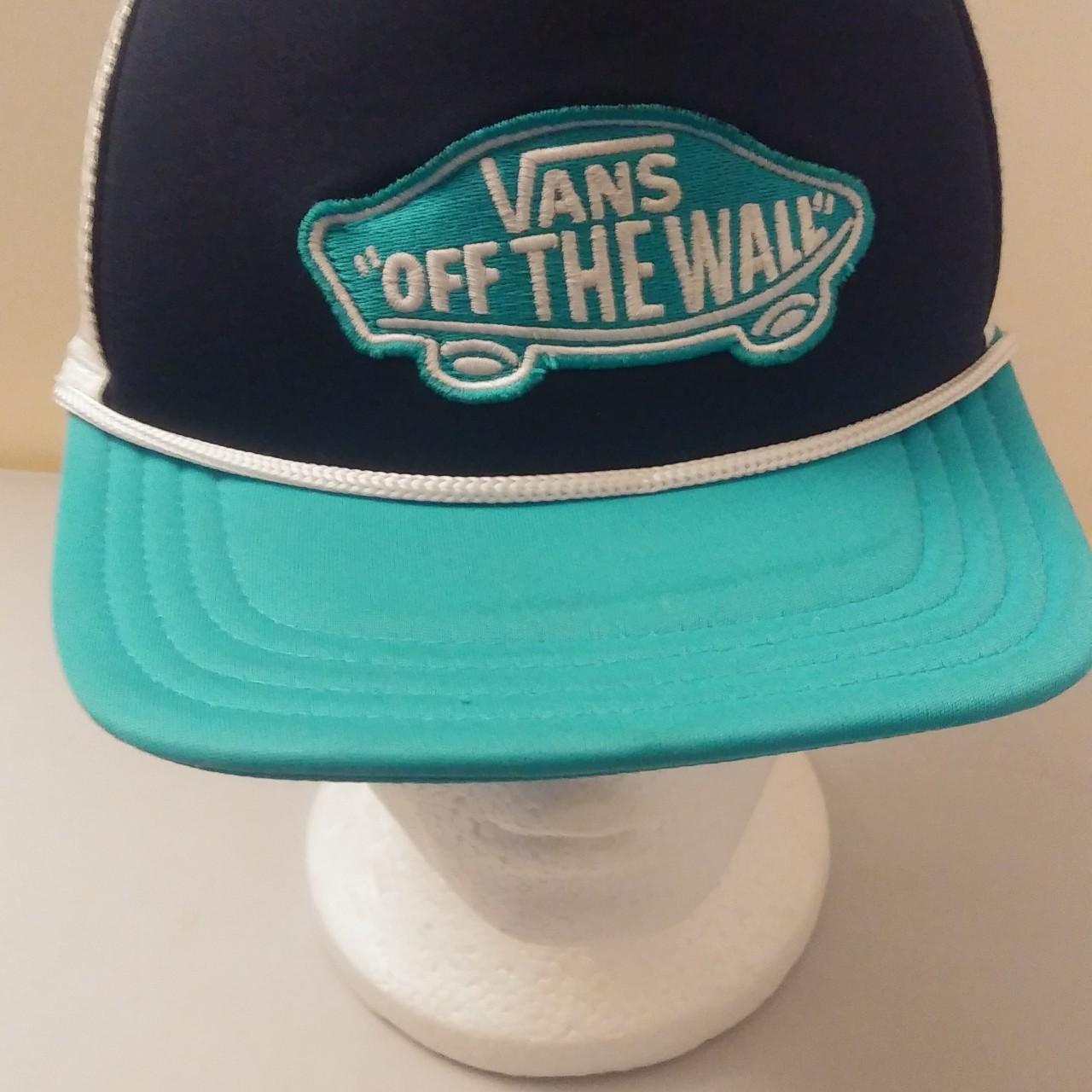 Navy Blue/ light blue/white colors Snapback Vans... - Depop