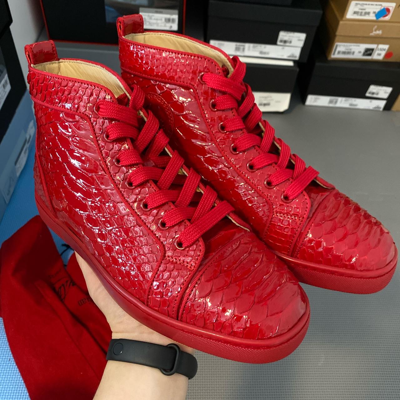 Christian Louboutin Men's Red Trainers | Depop