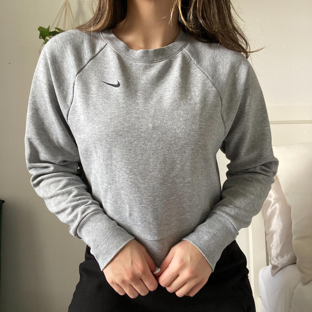 Nike gray cutout design crewneck sweater ☻... - Depop