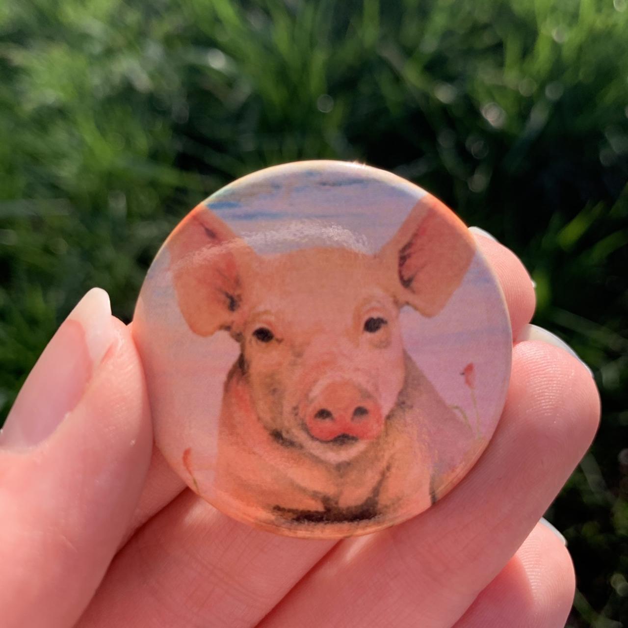 1.5” Pig Button #pig #farm #animal #button... - Depop