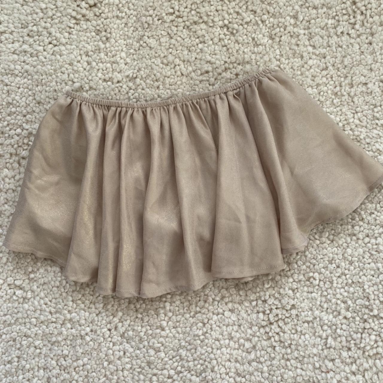 Flowy crop gold strapless top size XS. Very stretchy... - Depop