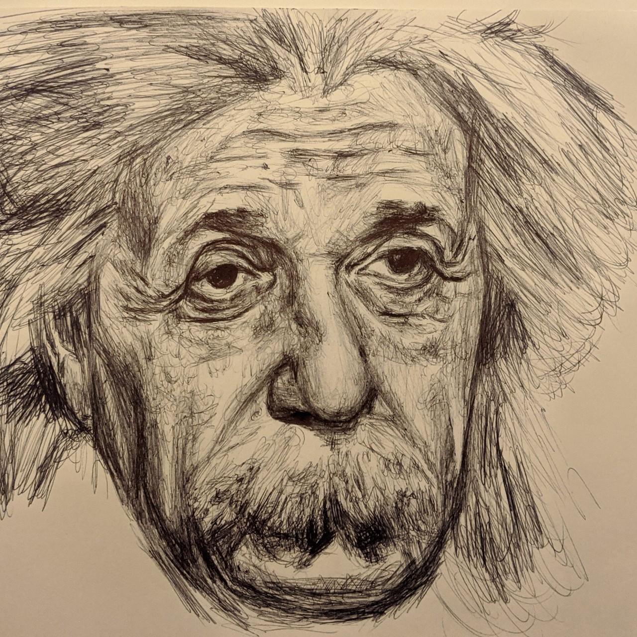 Original drawing of Einstein on acid free sketch... - Depop