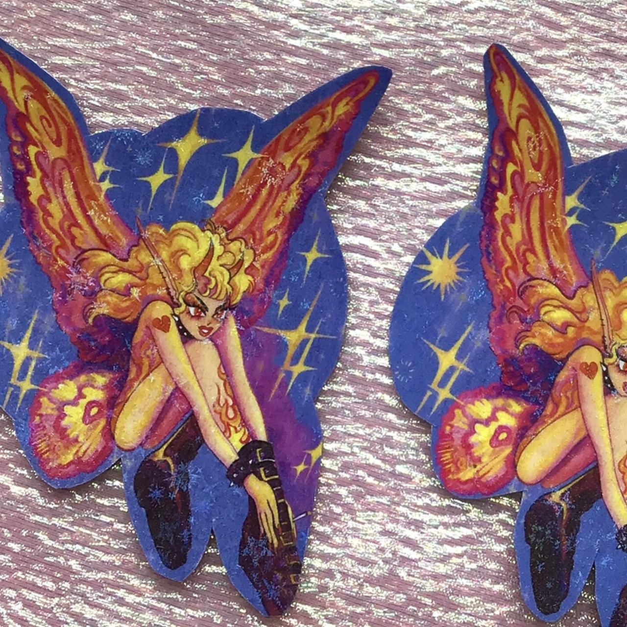 flame fairy holographic magnet 3.5 x 3.5... - Depop