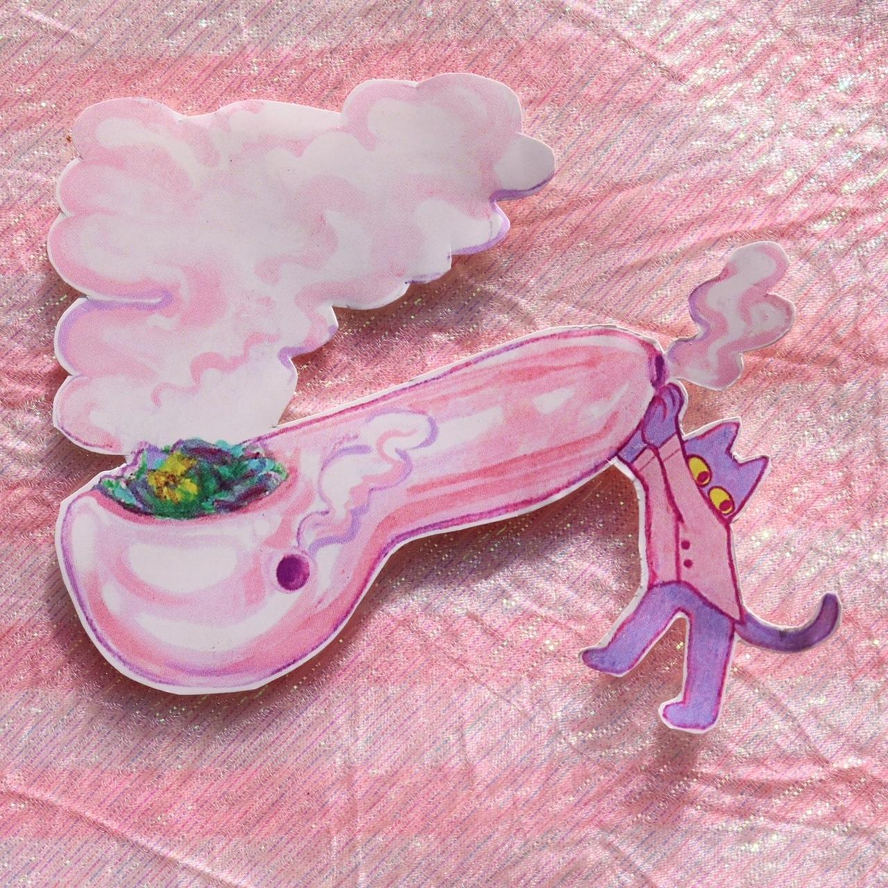 smoking kitty sticker. 3 inches, high gloss and... - Depop