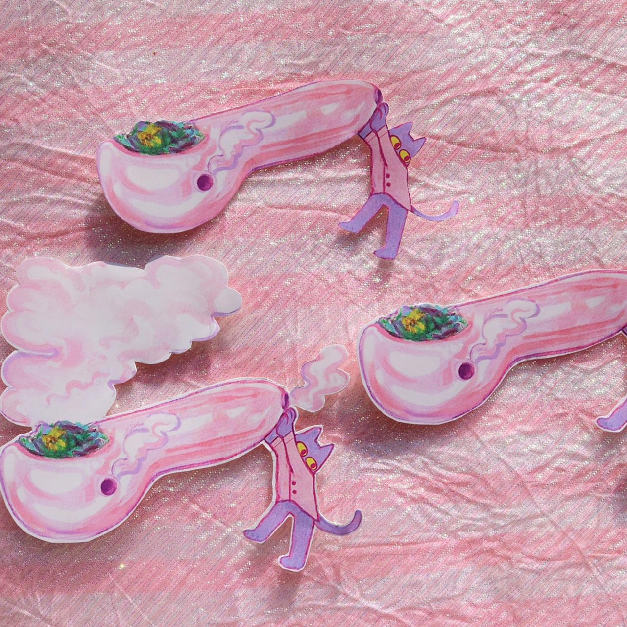 smoking kitty sticker. 3 inches, high gloss and... - Depop