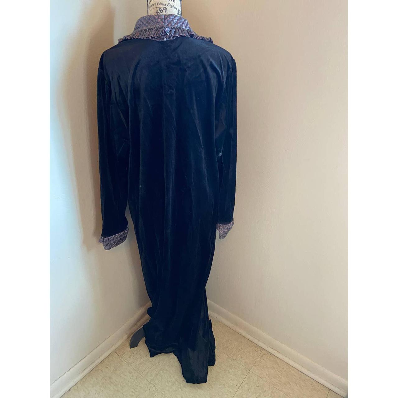 Black Velvet robe, night coat. High collar and... - Depop