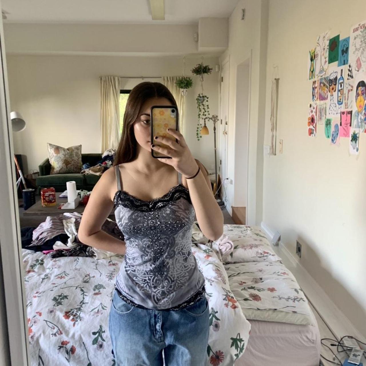 incredible grunge y2k top! wow this is sooo cute i... - Depop