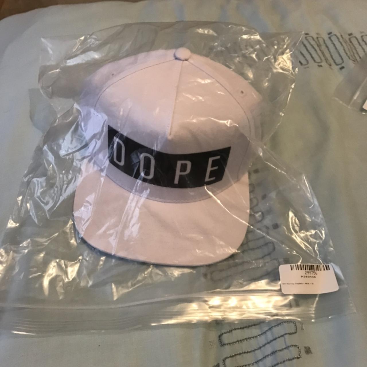 x2 white DOPE hat. Brand new. #Hat #Snapback - Depop
