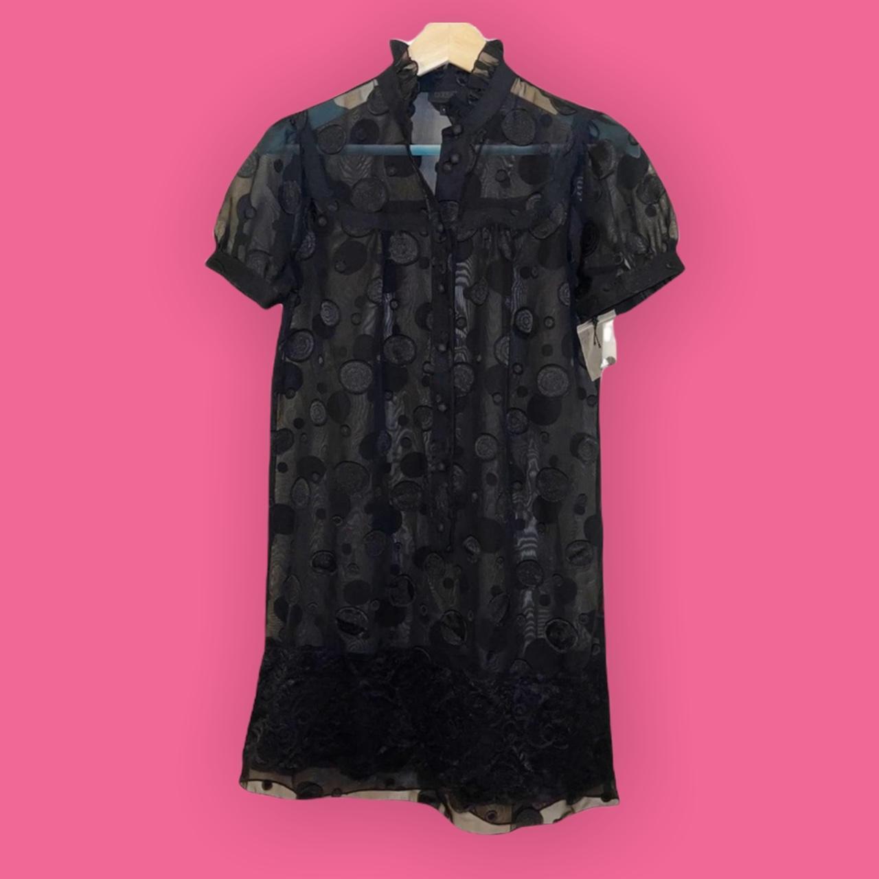 Anna Sui for Target Y2K Black Sheer Polka Dot Lace... - Depop