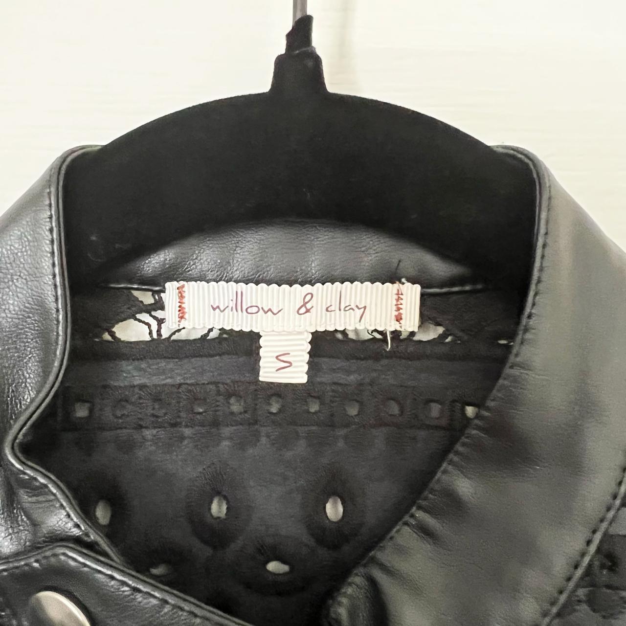 NWOT Willow & Clay Black Faux Leather Eyelet Jacket.... - Depop