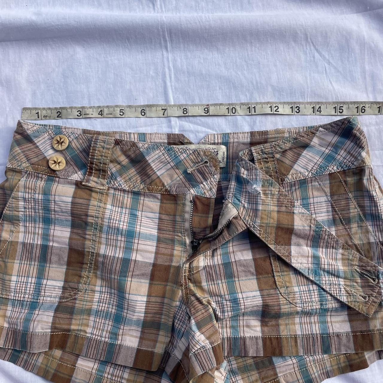 y2k American Rag brown plaid short shorts. Tagged... - Depop