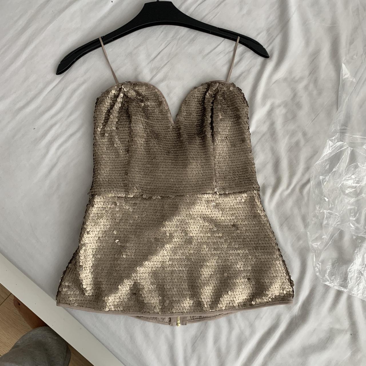 Gorgeous gold sequin strapless top size 6 next... - Depop