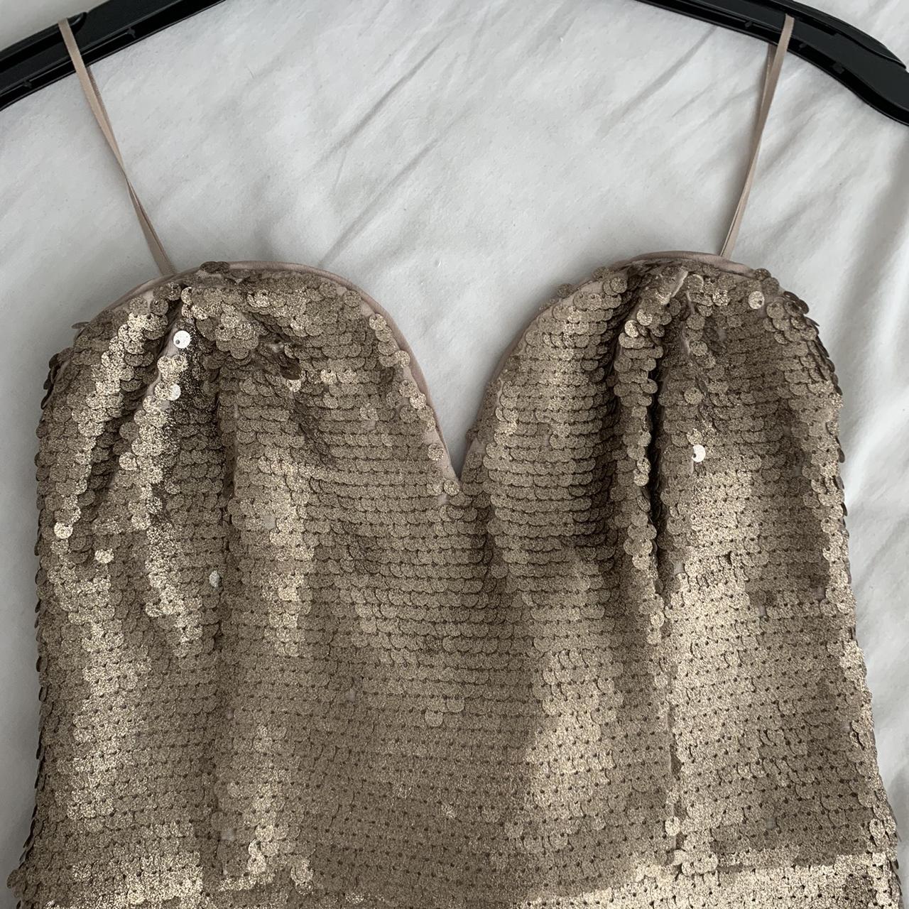 Gorgeous gold sequin strapless top size 6 next... - Depop