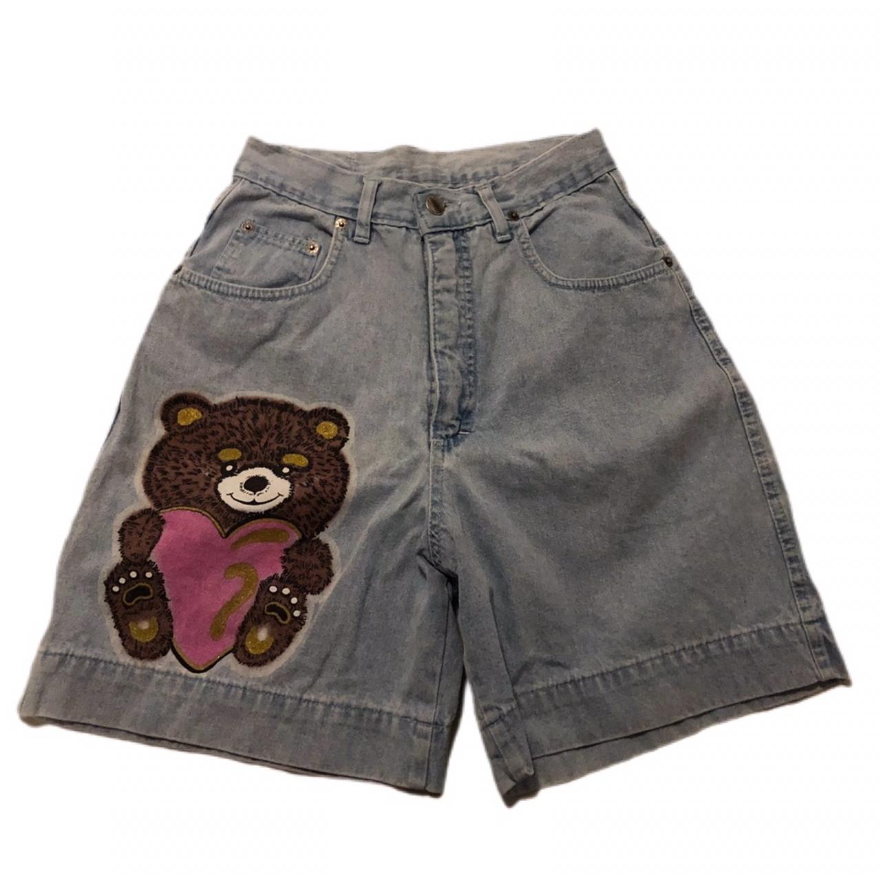 🐻 Vintage Teddy Shorts High waisted, light blue,... - Depop