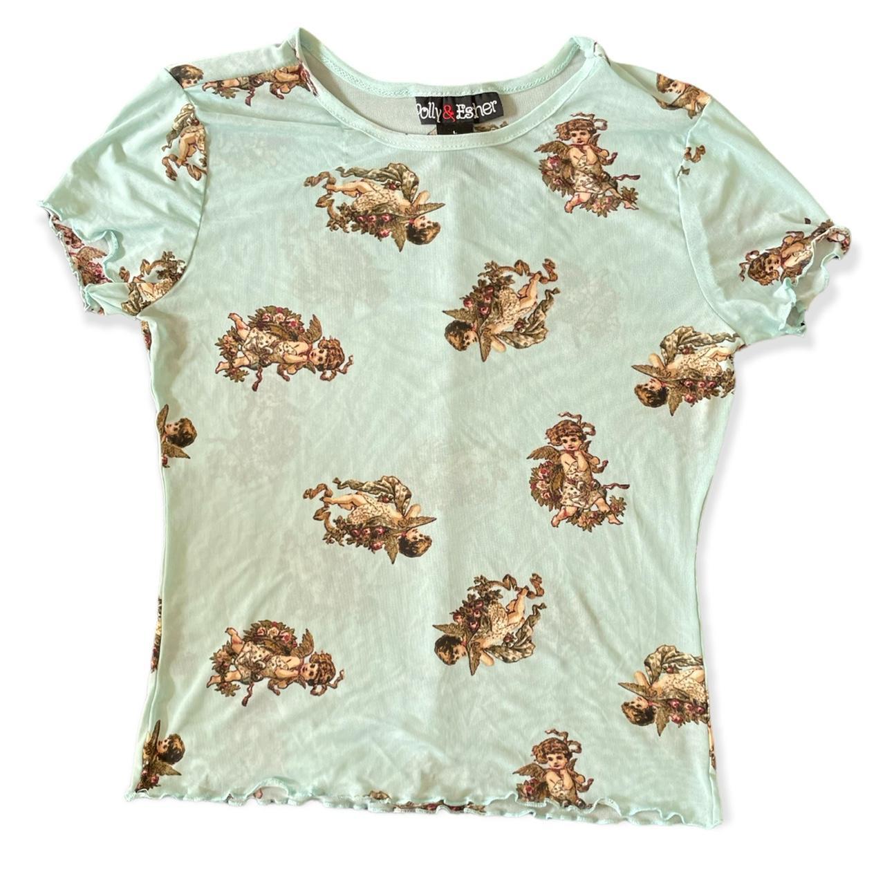 Super cute sheet baby blue Angel tee 🦋🦋 Size large... - Depop