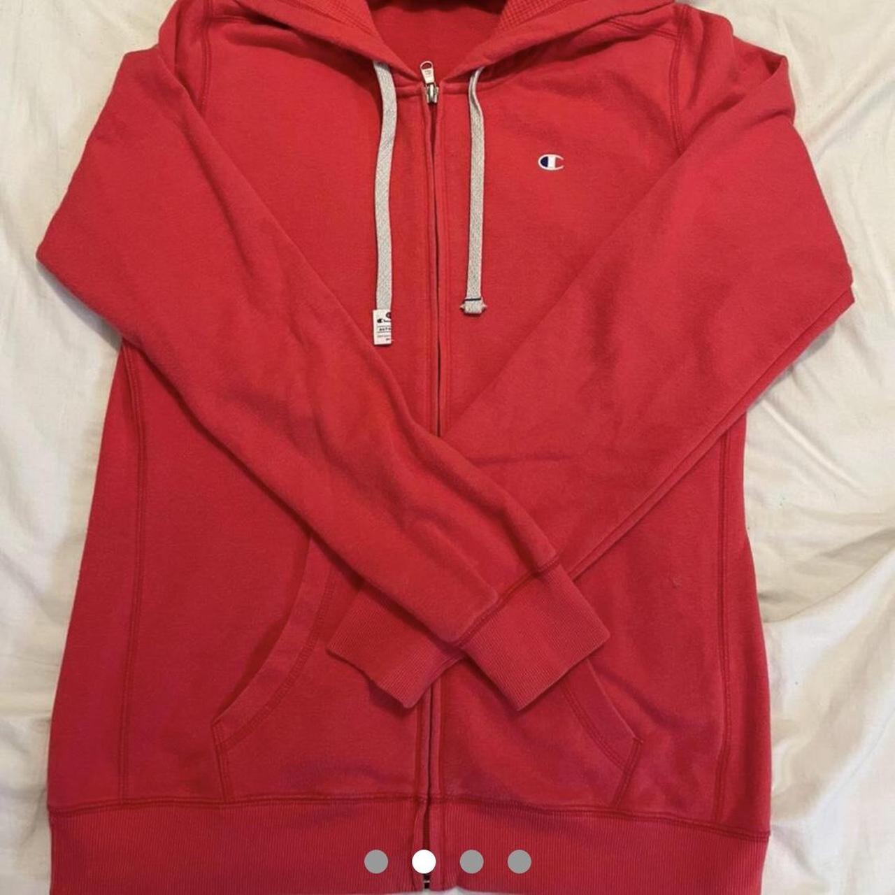 red champion hoodie Super cute red zip champion... - Depop