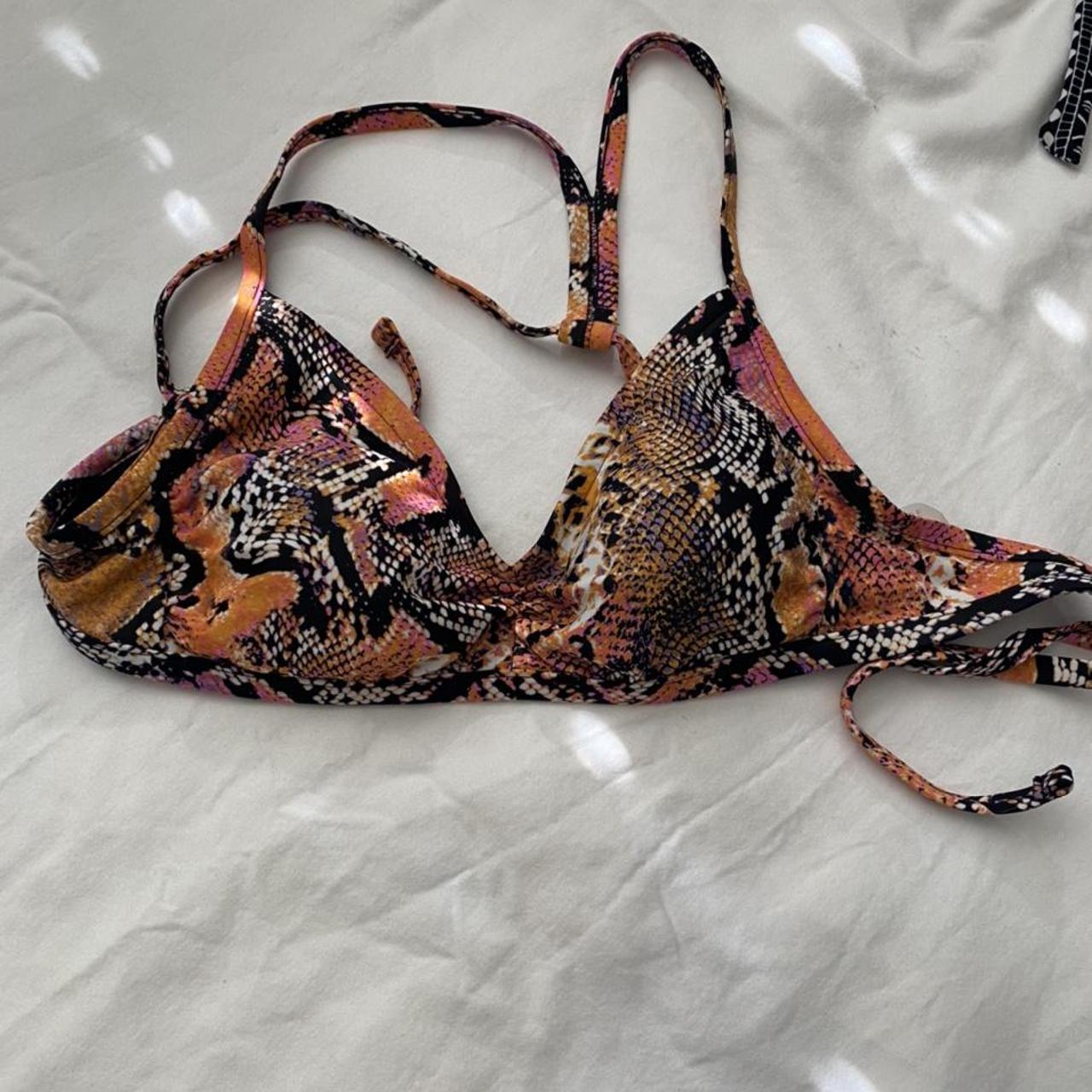 snake print bathing suit snatched seam in middle,... - Depop