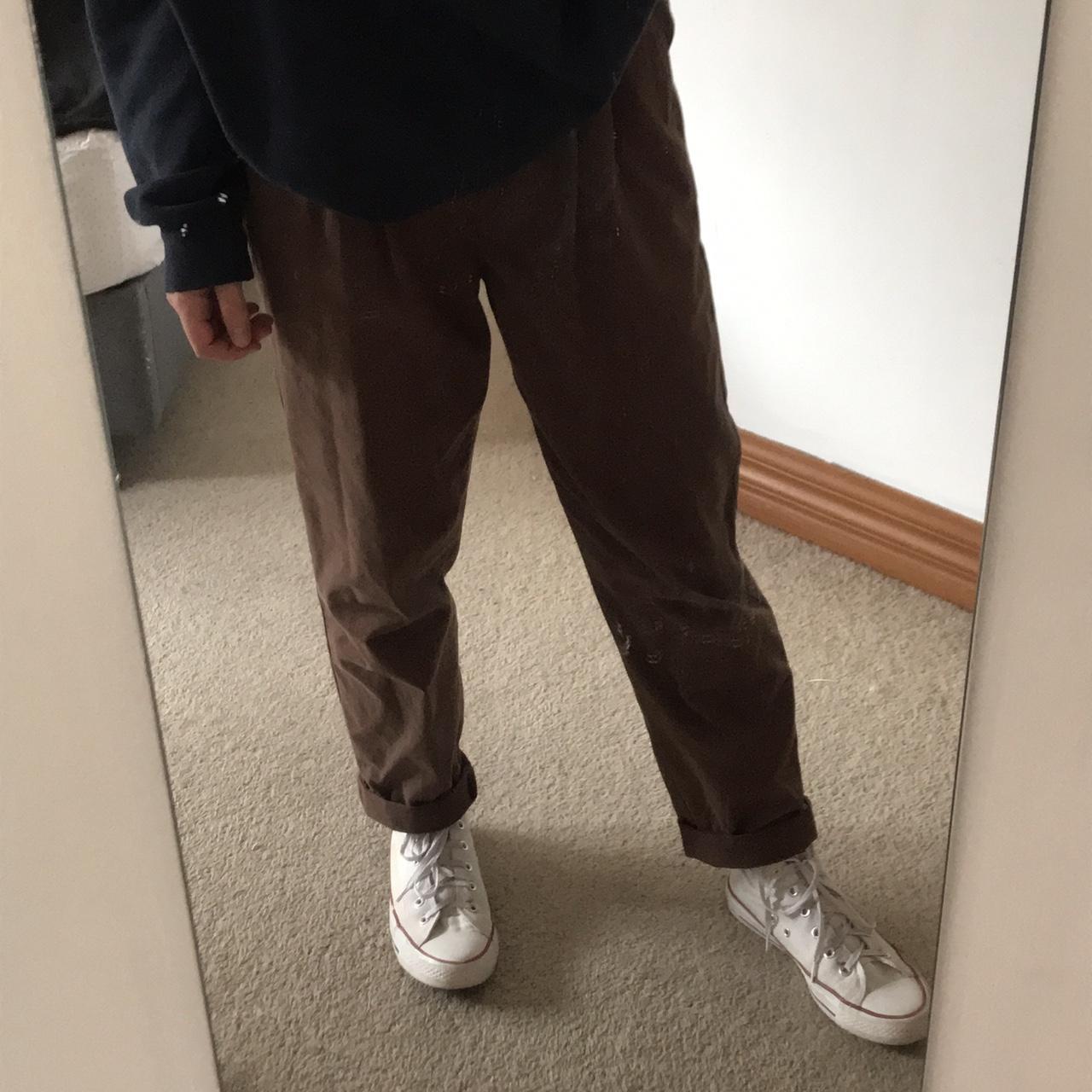super sick brown pants mum/ straight leg fit... - Depop