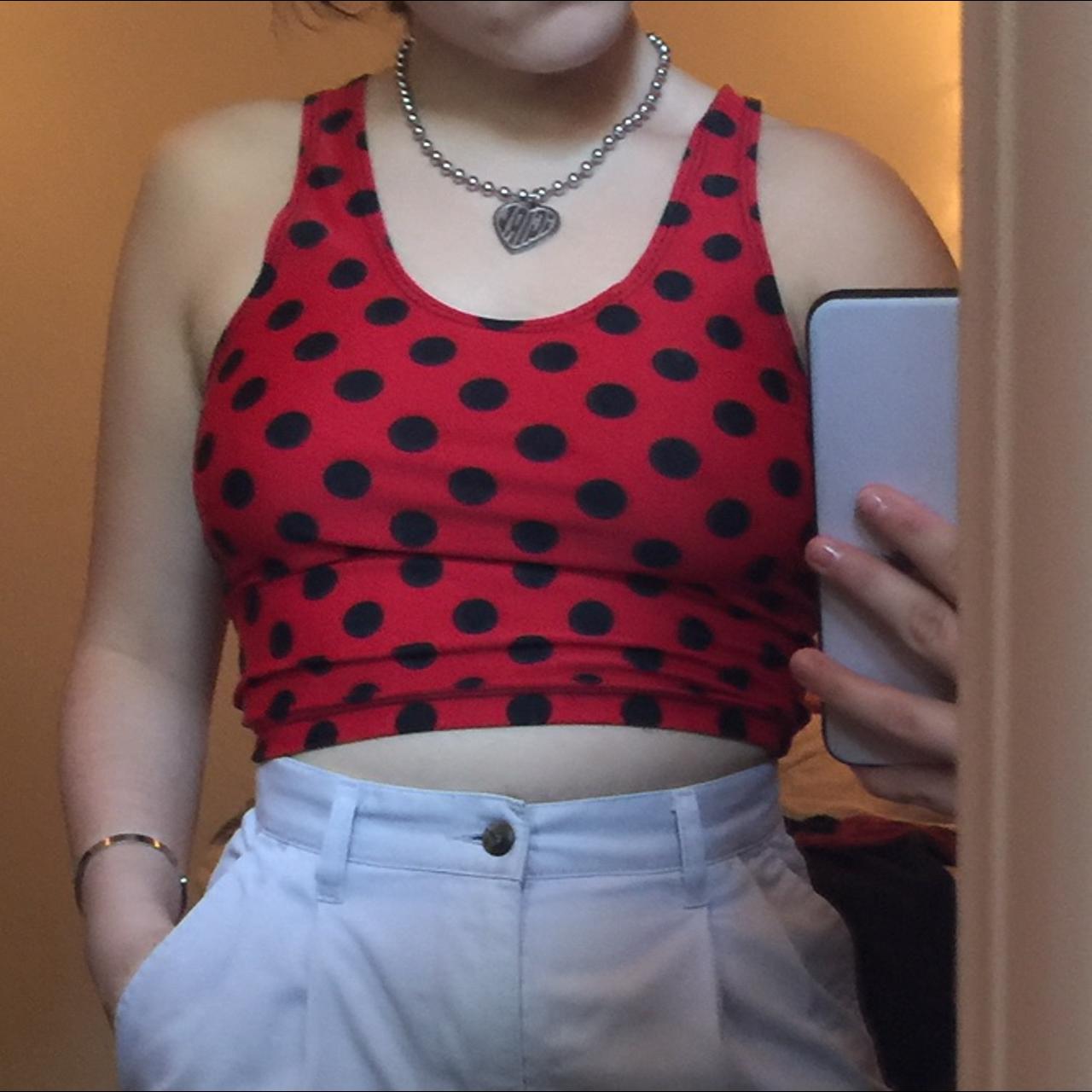 Vintage folter halter polka dot top! i get lil lady... - Depop