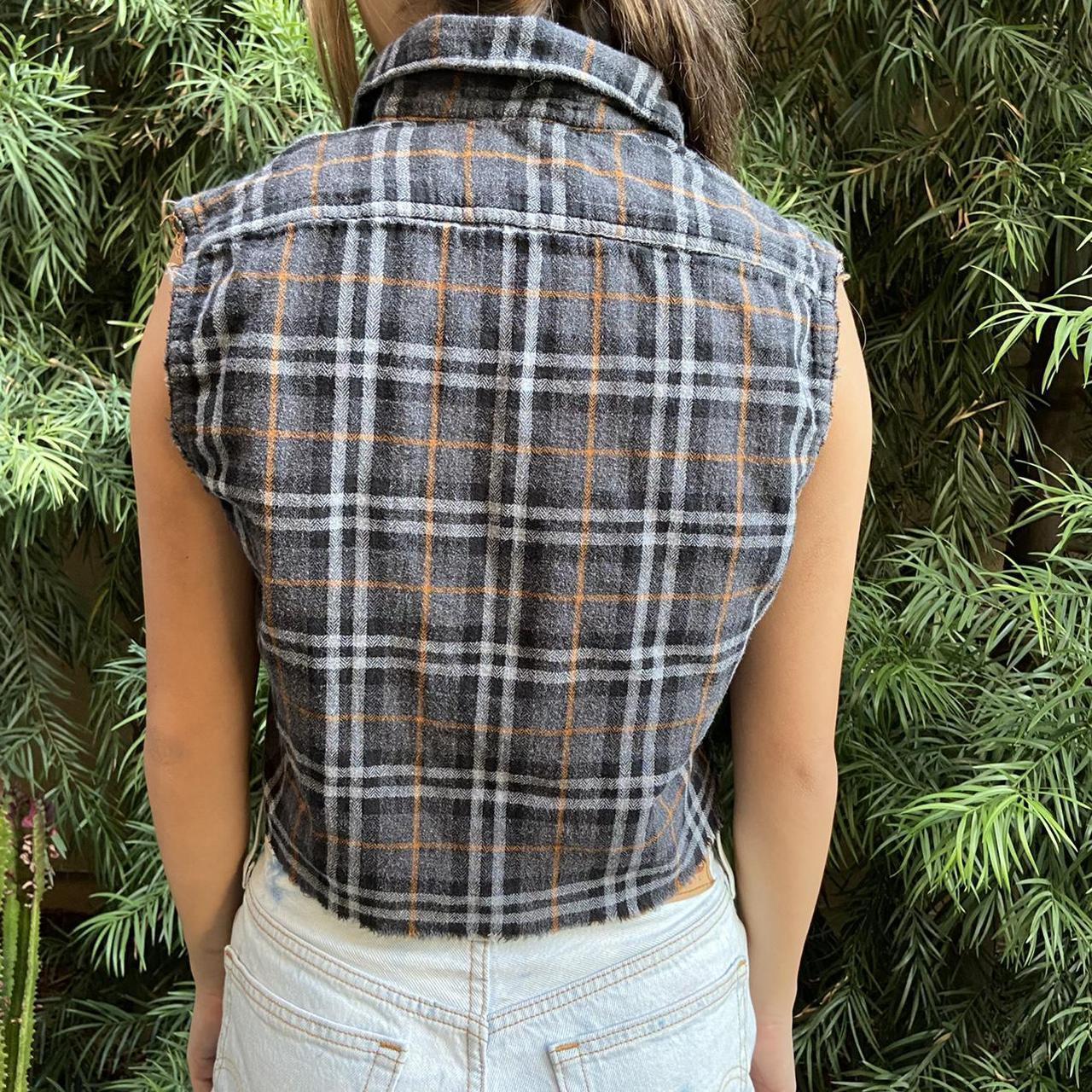 Cropped Top Flannel Shirt Plaid 90's... - Depop