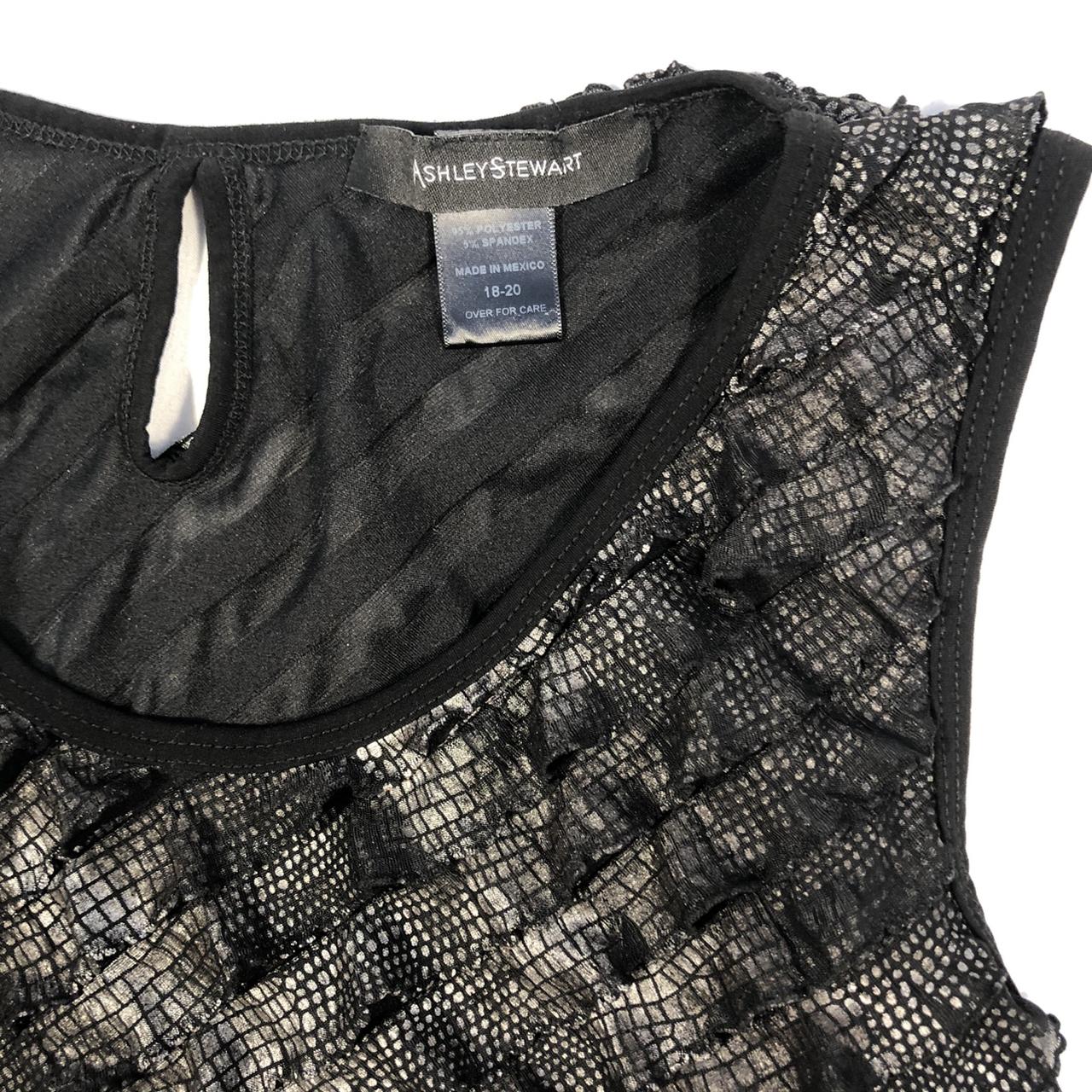 Ashley Stewart Sleeveless Black And Silver Shirt Depop