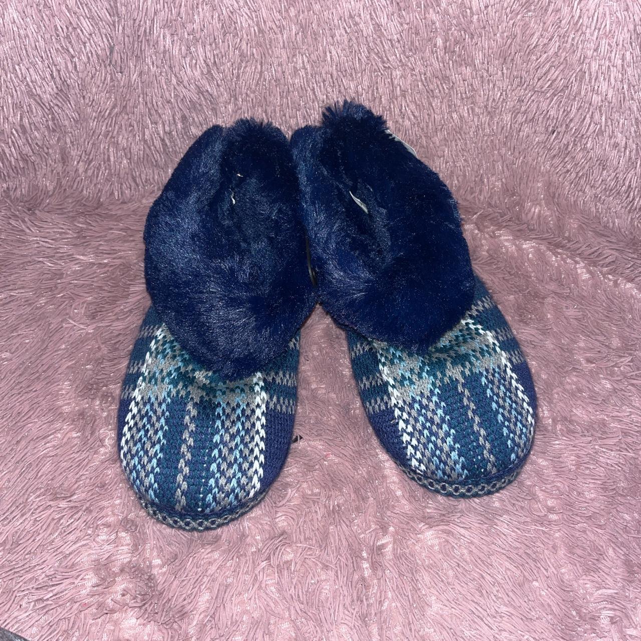 Muk Luks Women's Navy and Blue Slippers | Depop