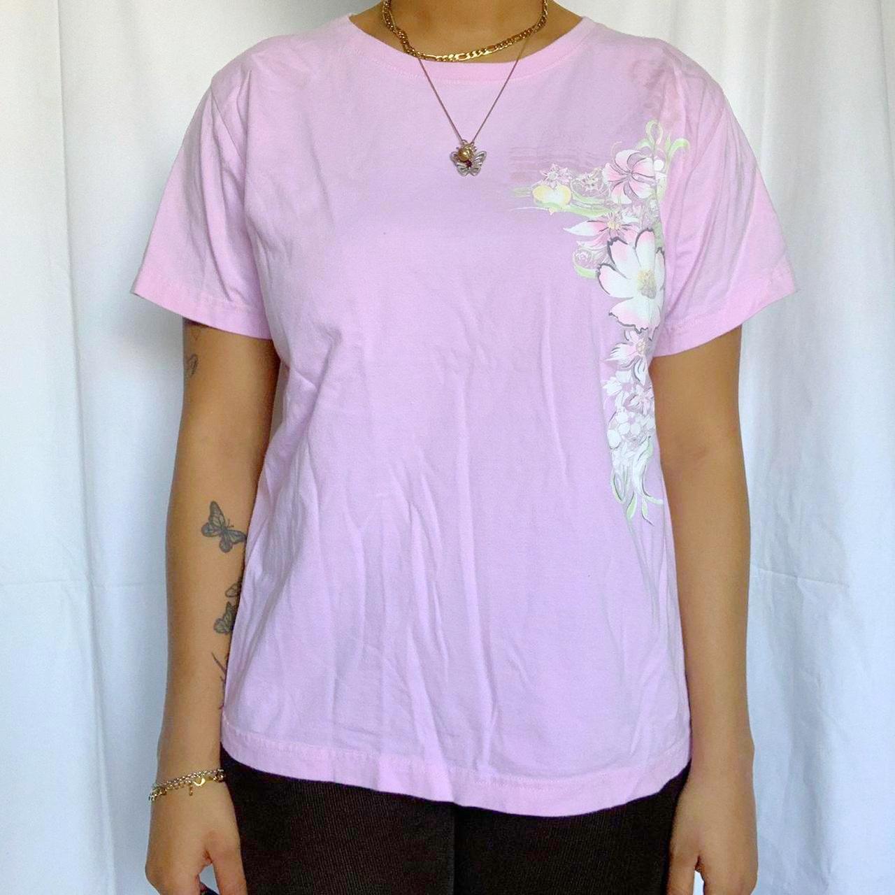 Pastel pink graphic tee Baby pink t-shirt with a... - Depop