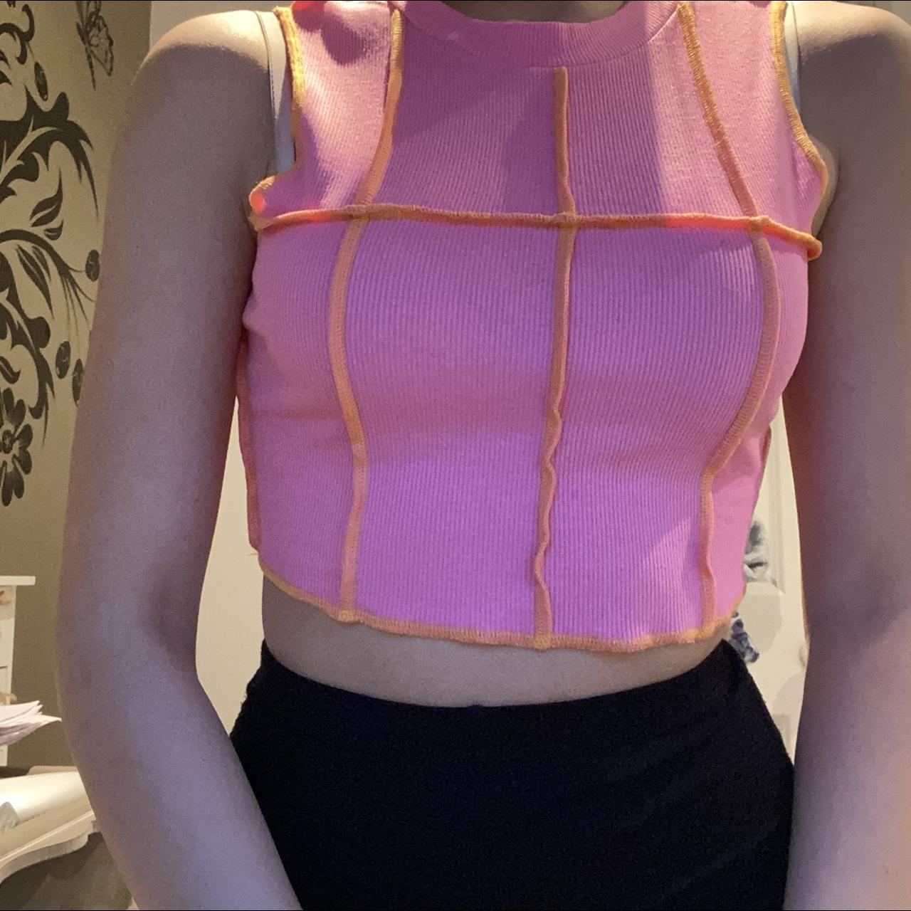 Women's Orange and Pink Crop-top | Depop