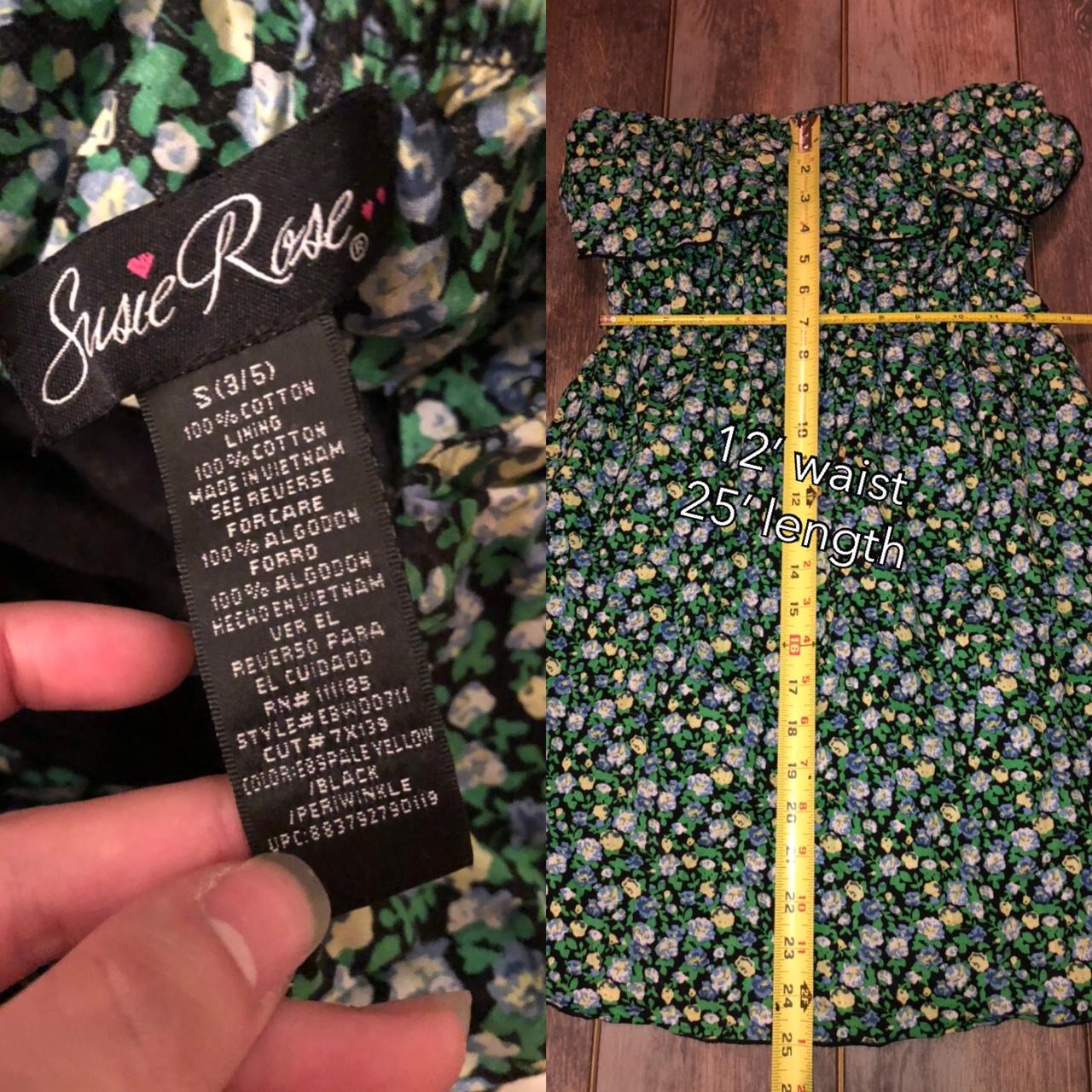 Susie rose summer strapless dress green floral Size... - Depop