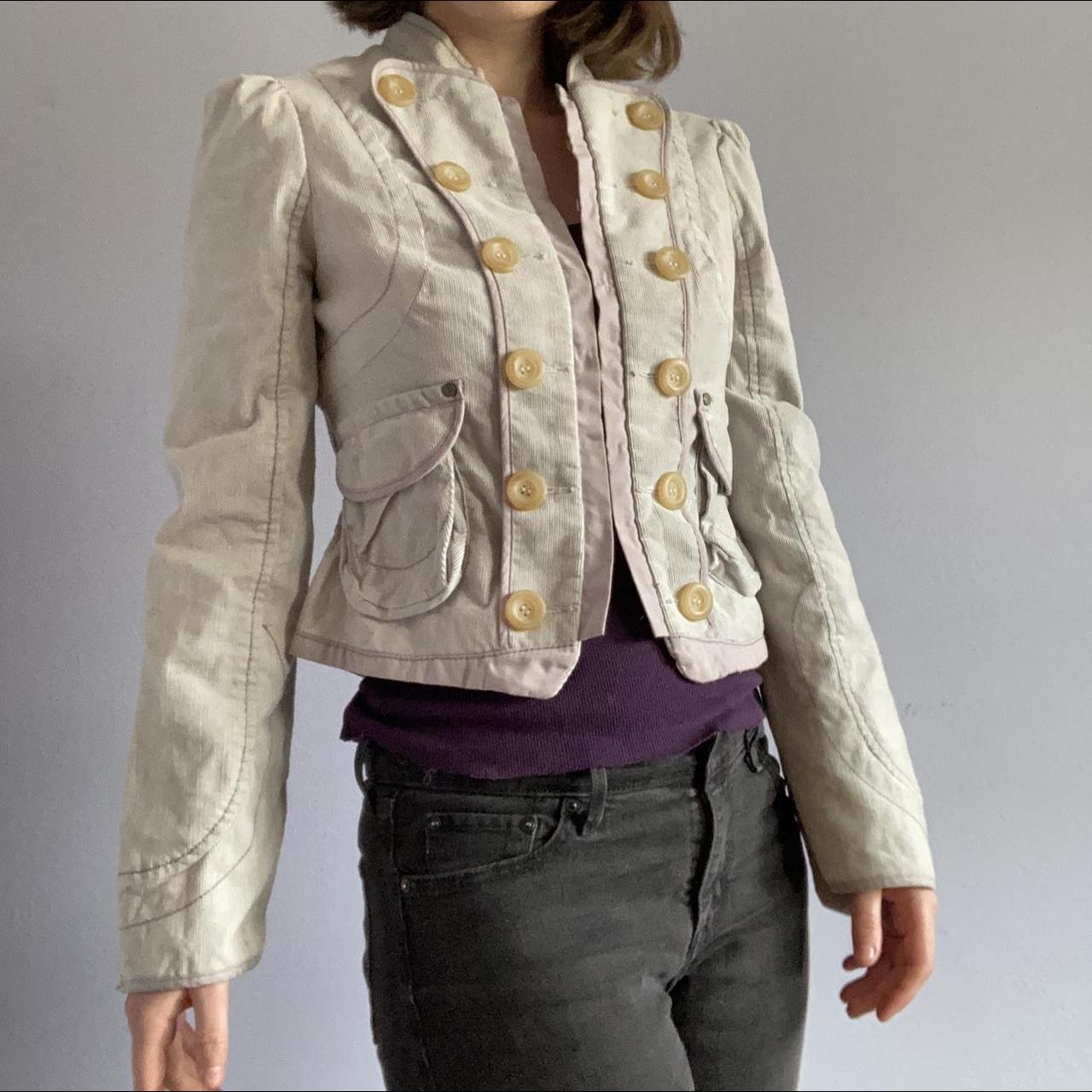 Anthropologie Women's Cream and White Jacket | Depop