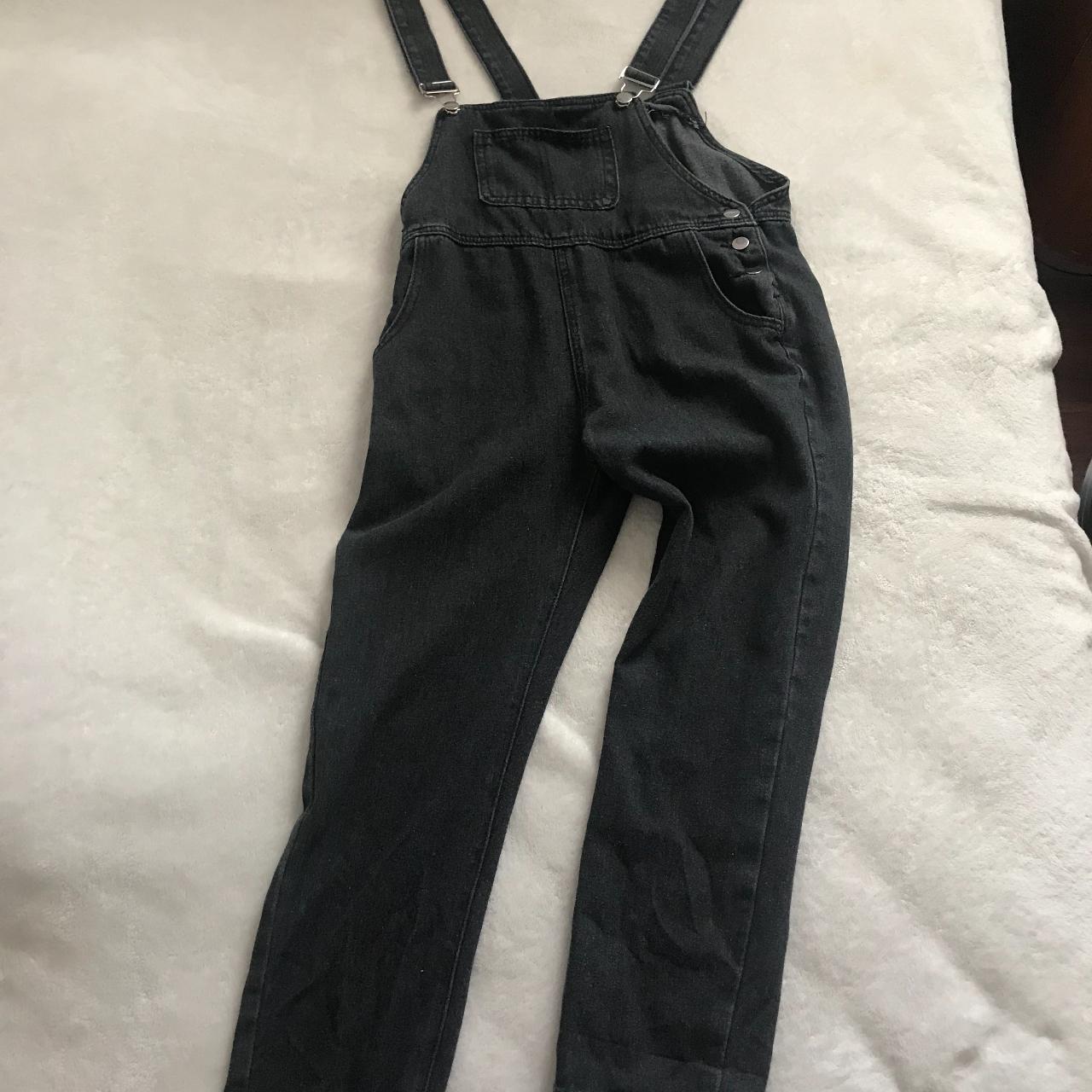 Black Denim Long Overalls - XL ~ large black... - Depop