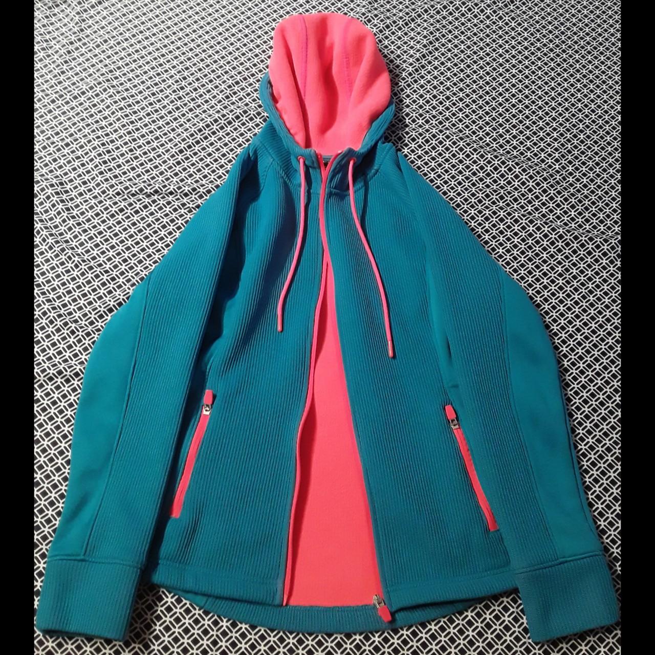 SWISS TECH TEAL/PINK JACKET (TEAL OUTSIDE, PINK... - Depop